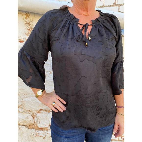 Jade | Tops | New Jade Peasant Flutter Sleeve Blouse In Black | Poshmark